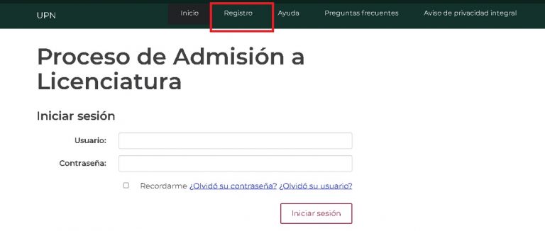 Proceso de registro y admisión a licenciaturas en la UPN